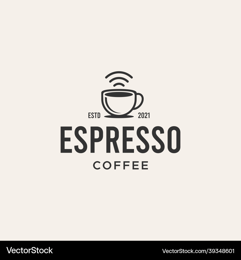 Minimalist espresso coffee wifi cafe logo design Vector Image