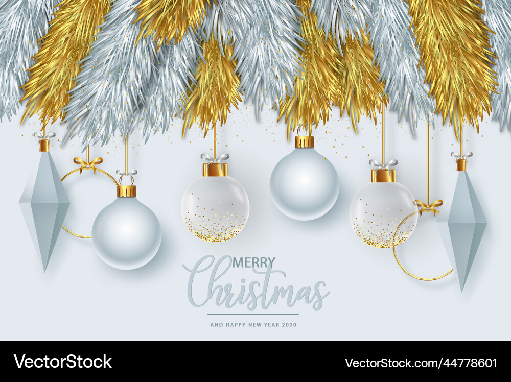 Modern merry christmas card with realistic Vector Image