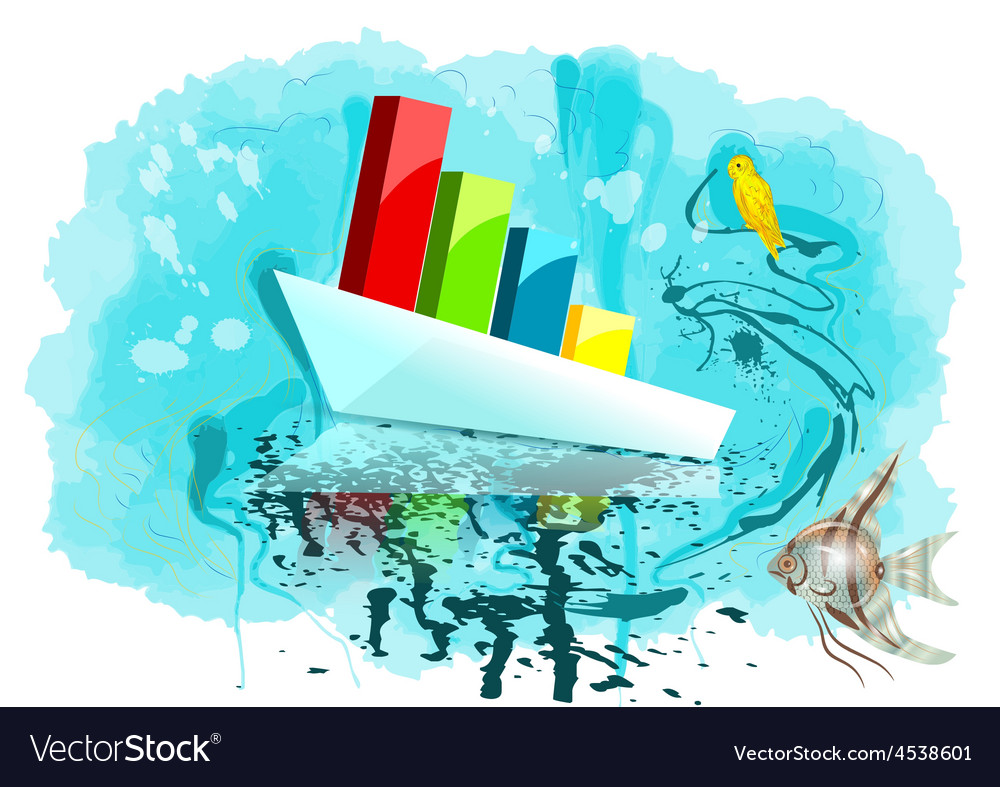 Multicolor graph on ship Royalty Free Vector Image