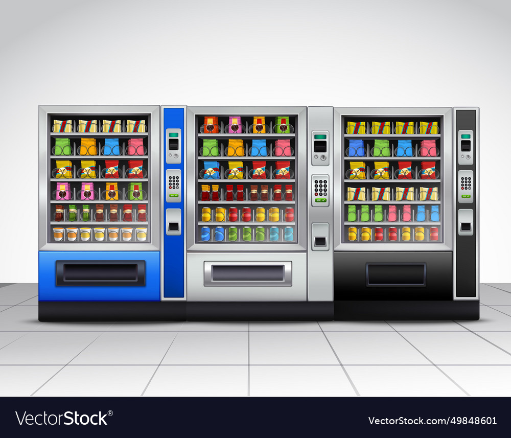 Realistic vending machines front view Royalty Free Vector