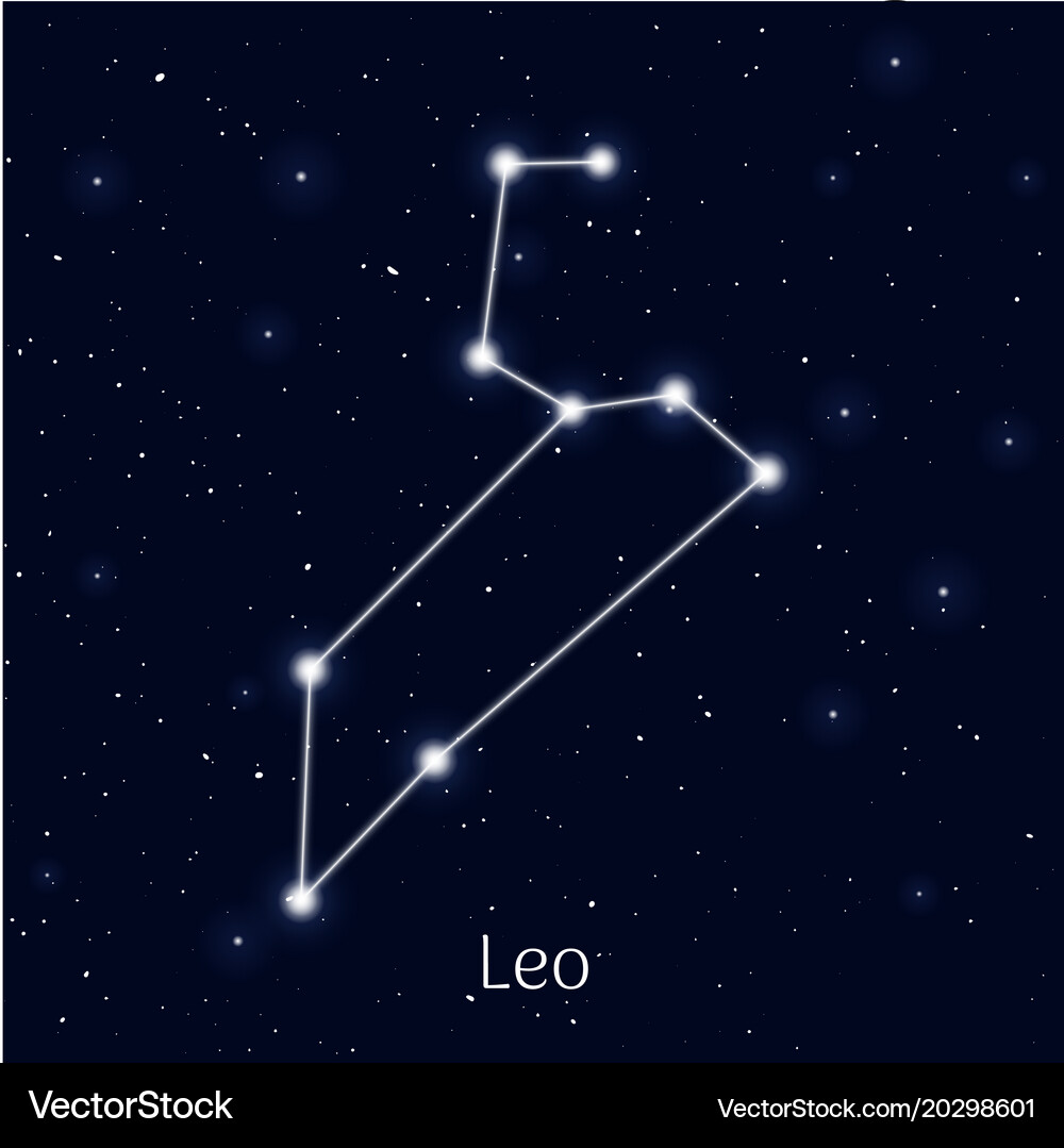 Sign zodiac leo night sky background realistic Vector Image