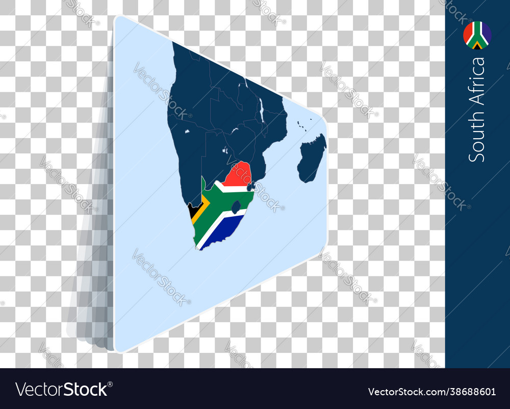South africa map and flag on transparent Vector Image