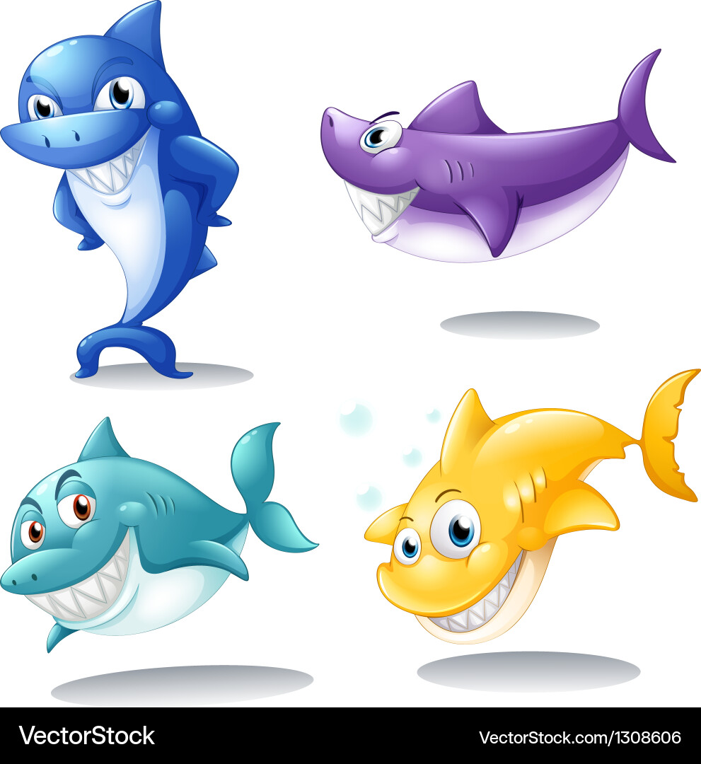 A group sharks Royalty Free Vector Image - VectorStock