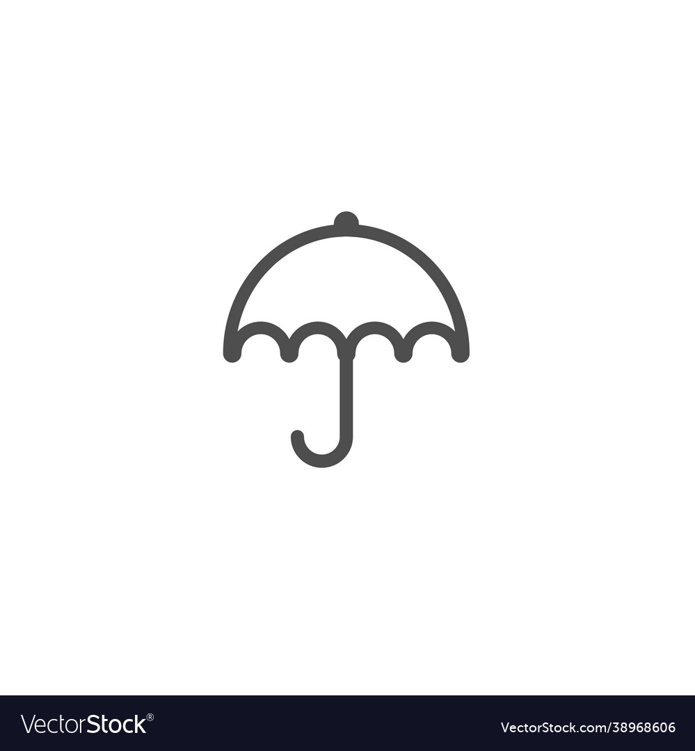 Black open umbrella flat line icon isolated Vector Image