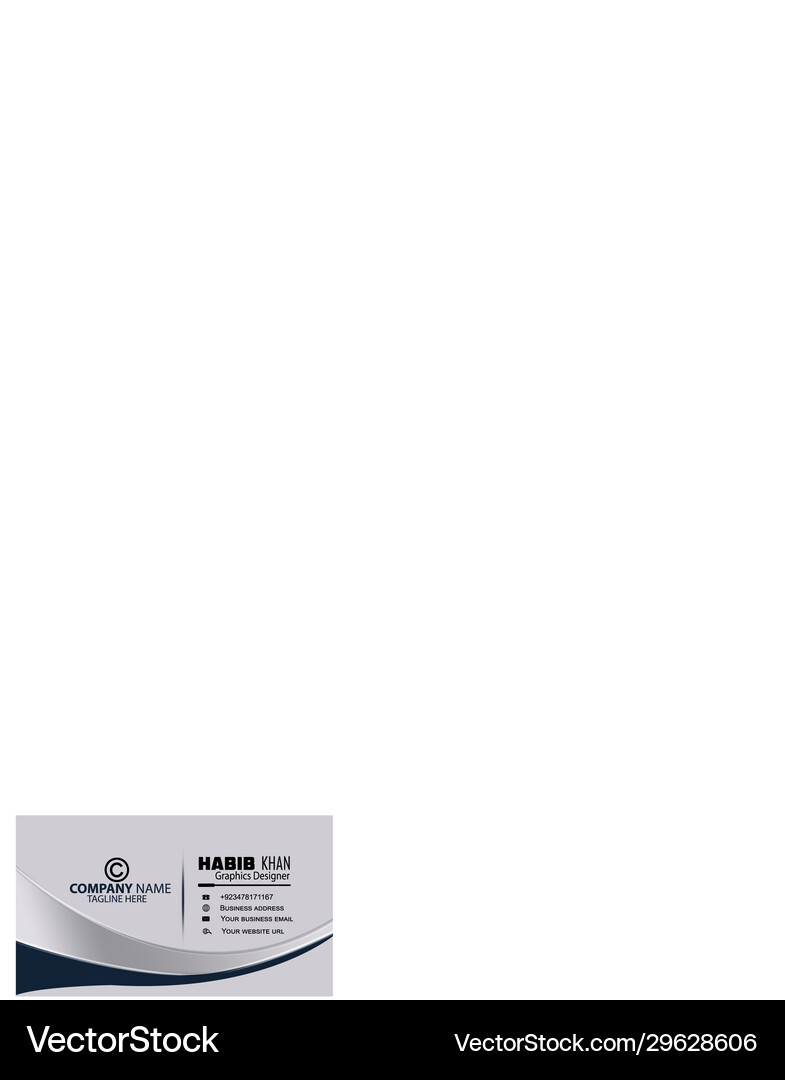 Business card embossed silver black color Vector Image