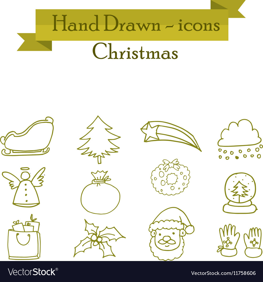 Christmas set icons Royalty Free Vector Image - VectorStock