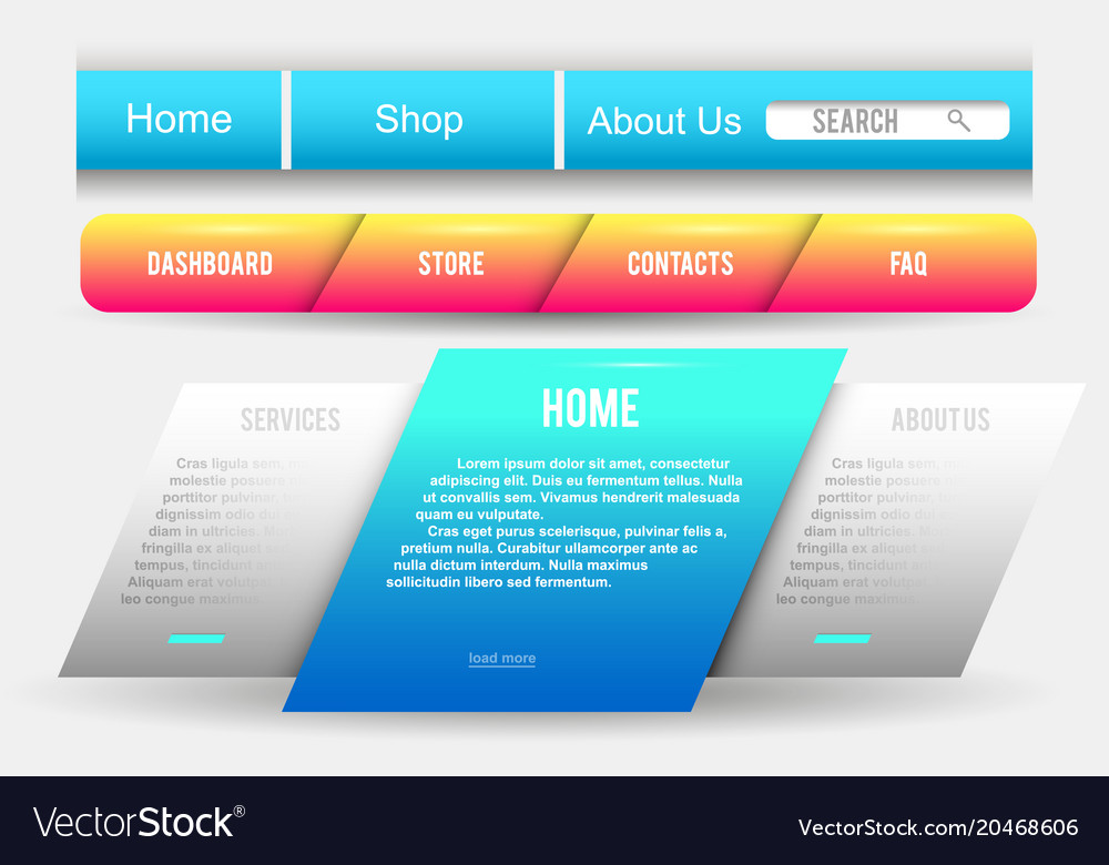 Collection of web buttons elements set Royalty Free Vector
