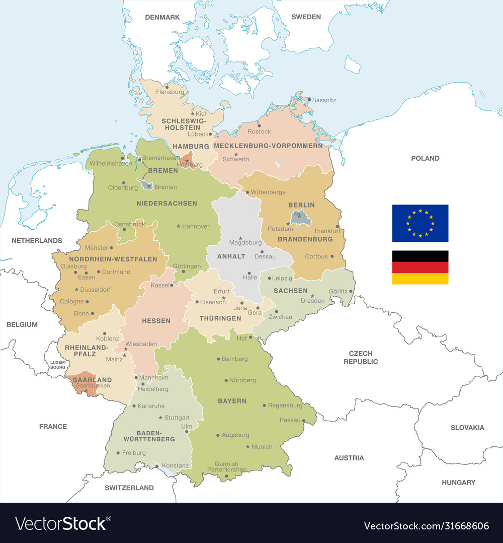 Colorful map germany Royalty Free Vector Image