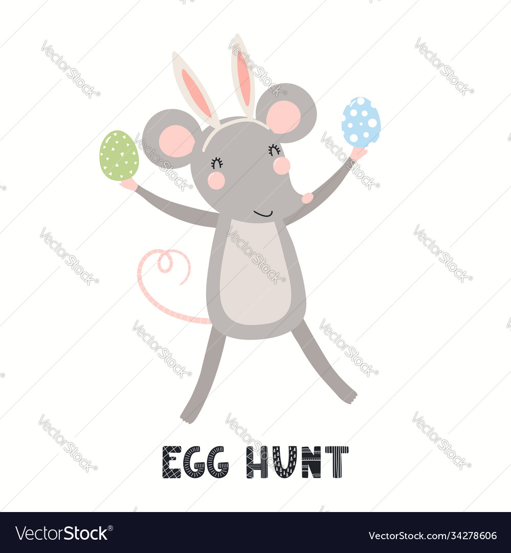 Cute mouse easter card Royalty Free Vector Image