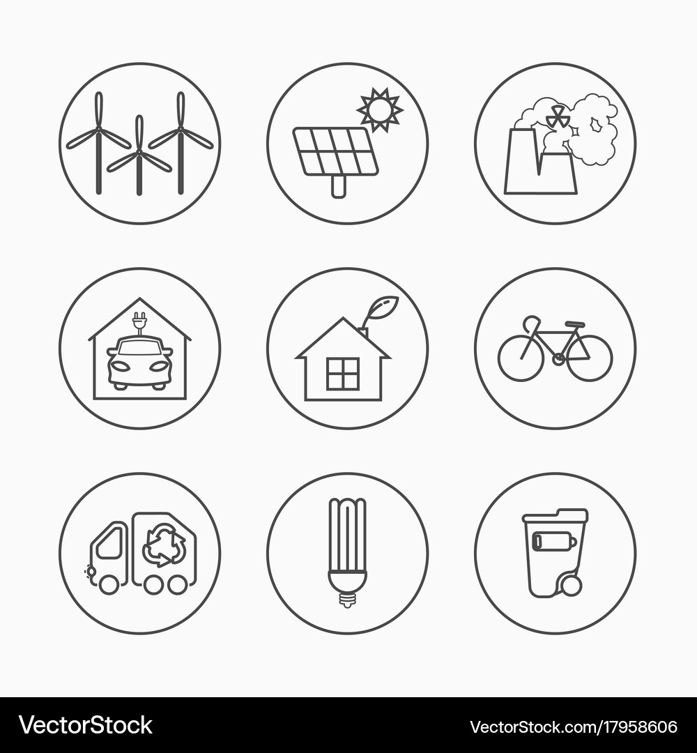Eco icons set thin line ecological signs Vector Image