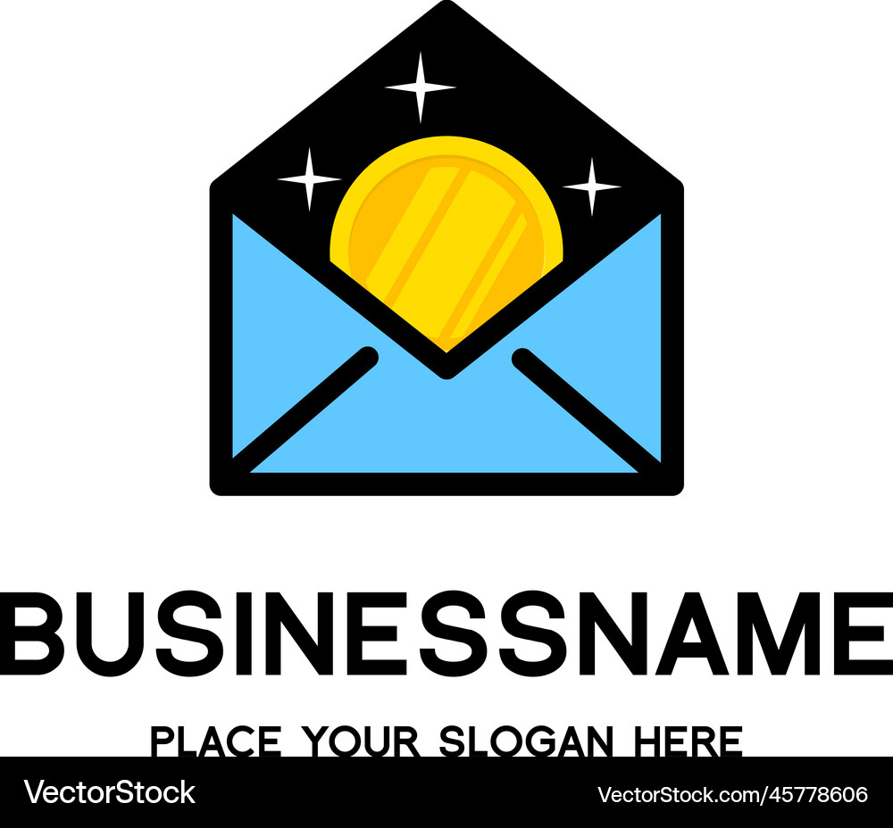 Email with coin or money logo template Royalty Free Vector