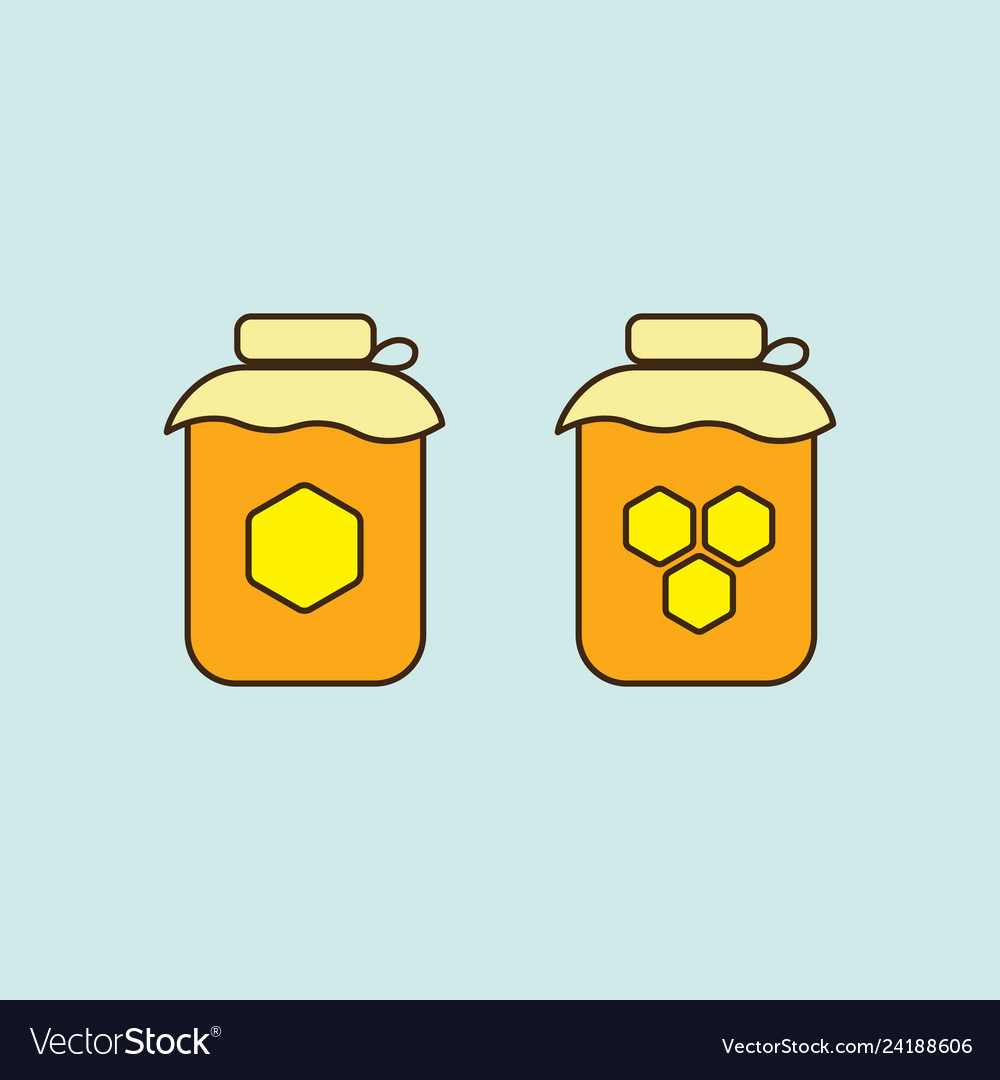 Flat honey jar icons on blue background Royalty Free Vector