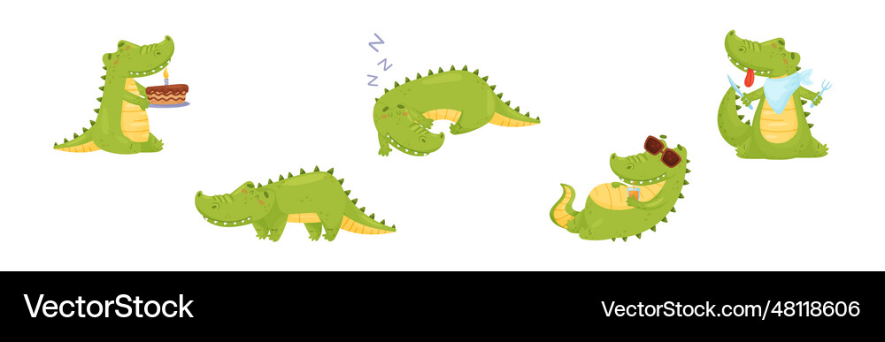 Green crocodile or gator character as african Vector Image