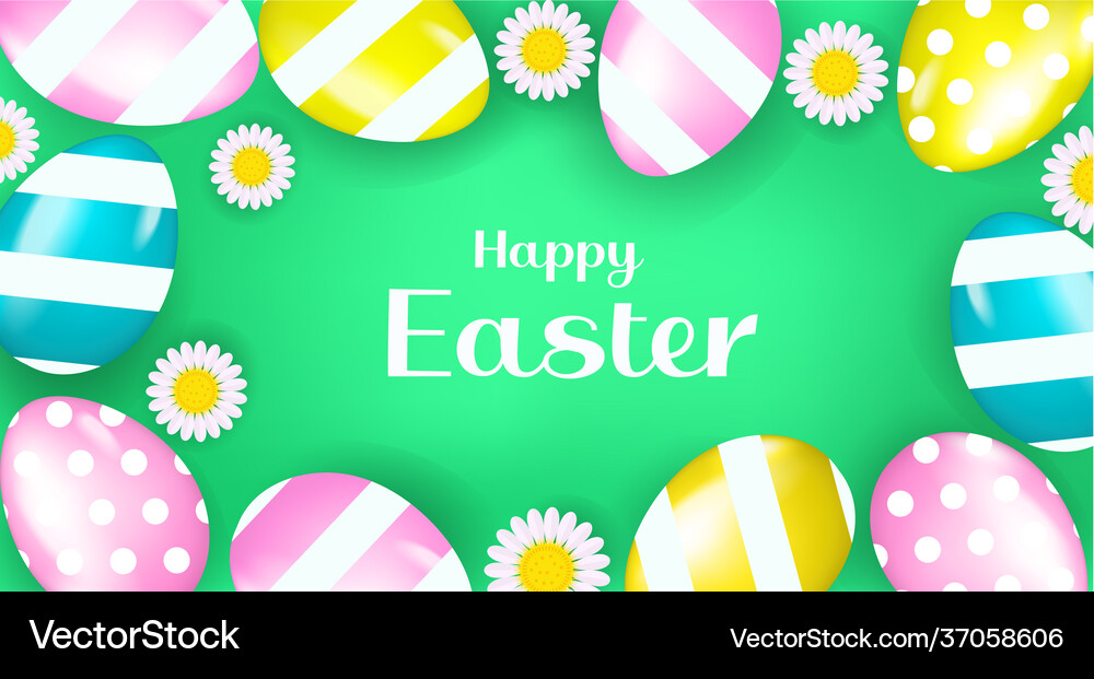Happy easter banner poster with realistic Vector Image