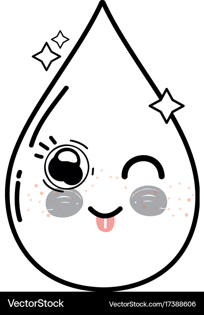 Line kawaii cute funny water drop Royalty Free Vector Image