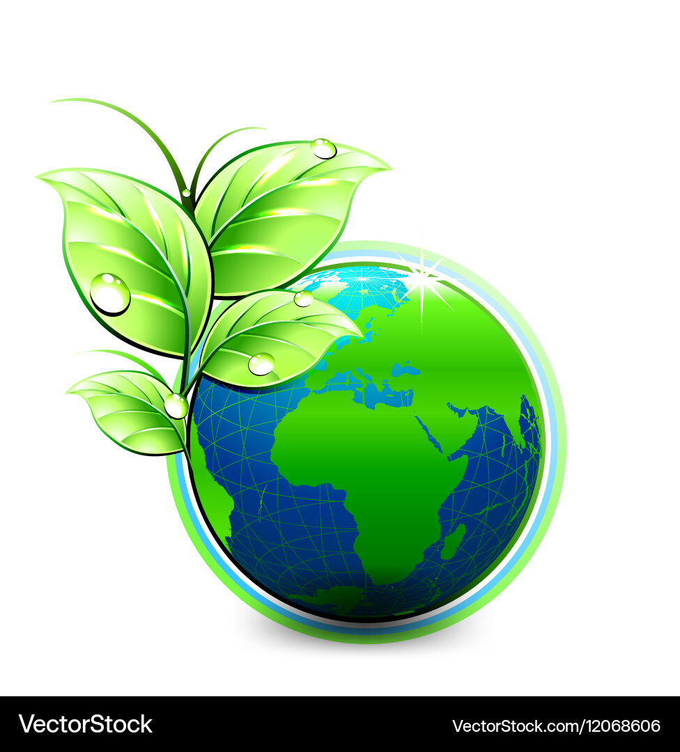 Blue World Logo With Leaves