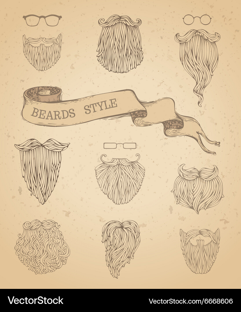 Set of hipster beards and eyeglasses Royalty Free Vector