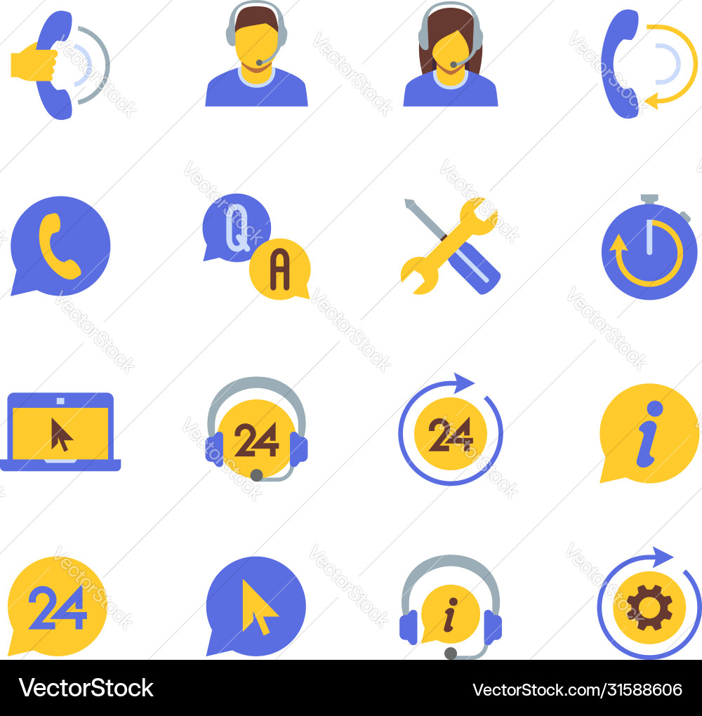 Support service and telemarketing icon set Vector Image
