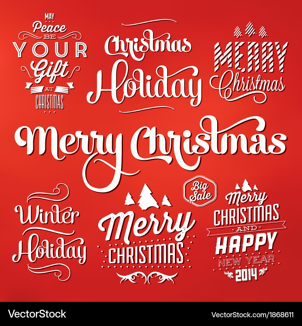 Collection of typographic christmas design Vector Image