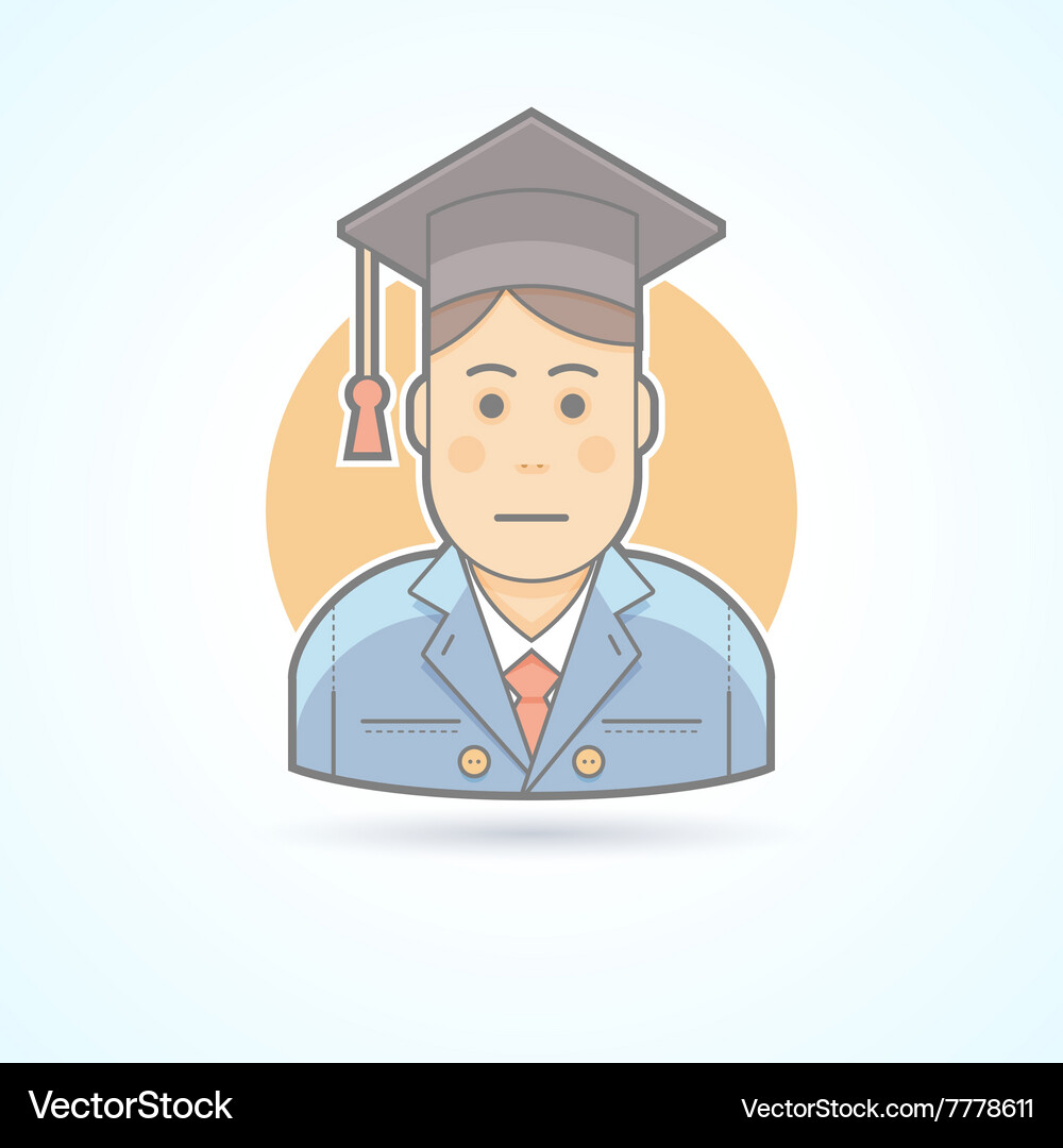 Graduated boy man in an academic cap icon Vector Image