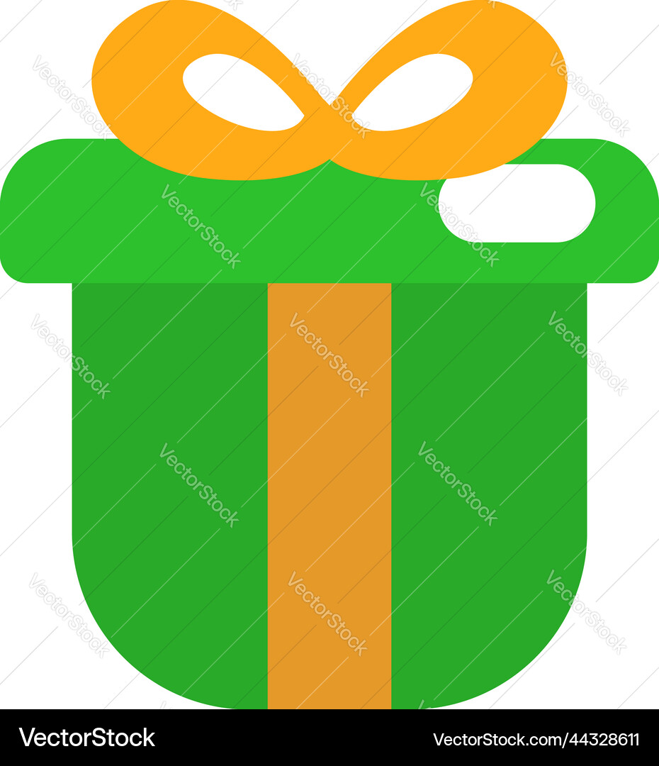 Green present with yellow ribbon on a white Vector Image