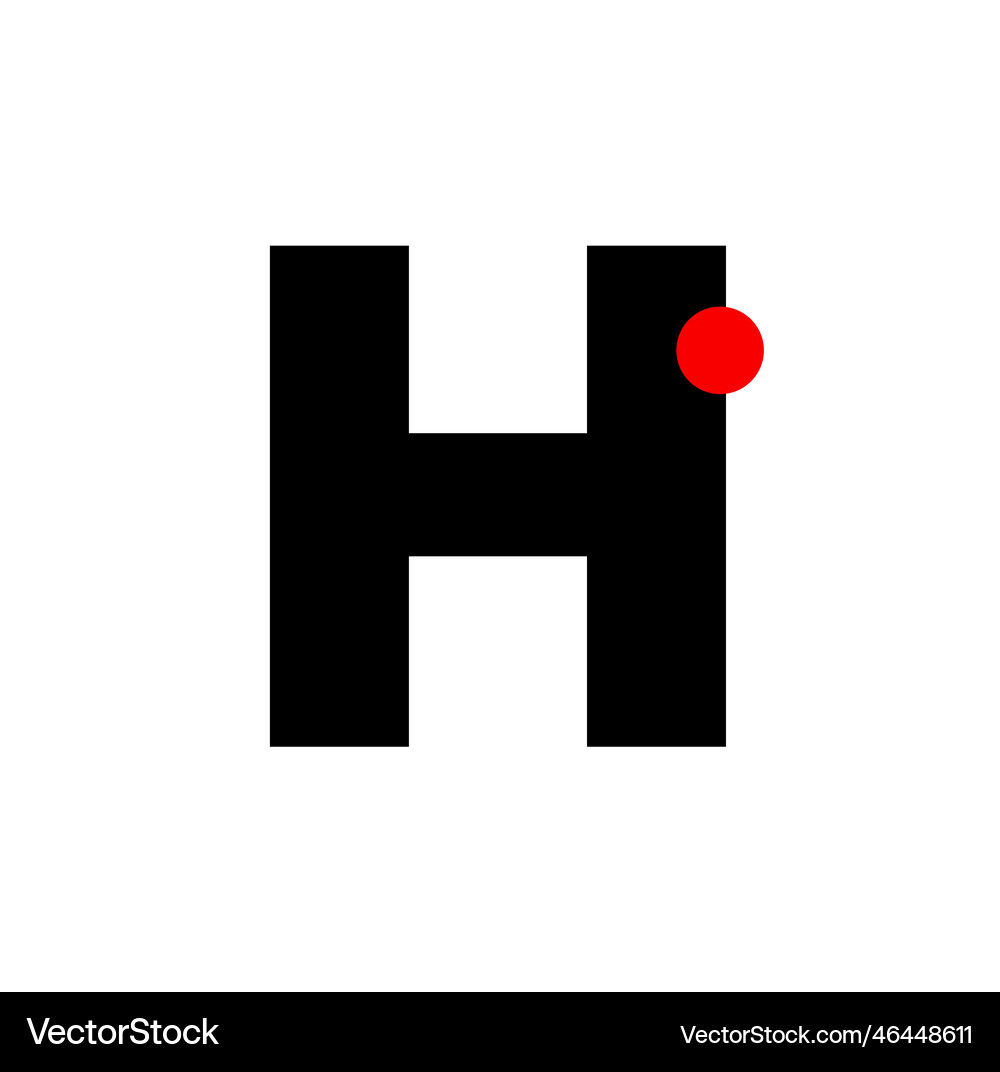 H letter with red dot company monogram icon Vector Image