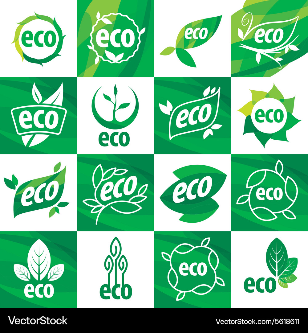 Large set of logos eco Royalty Free Vector Image