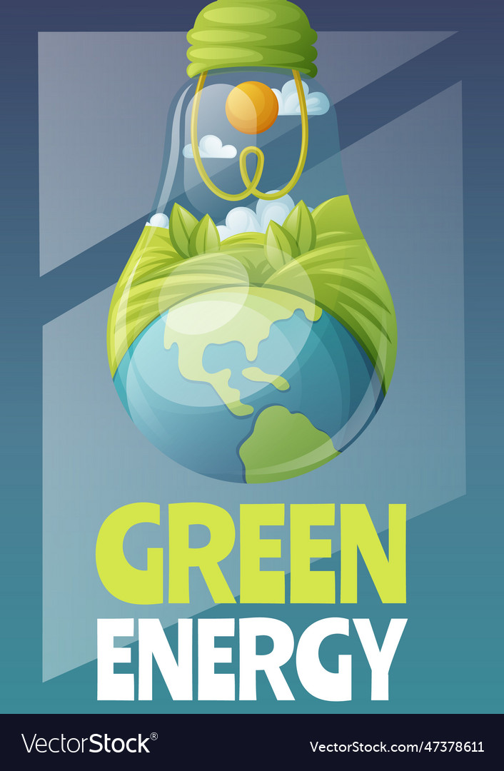 Light bulb with earth and landscape green energy Vector Image