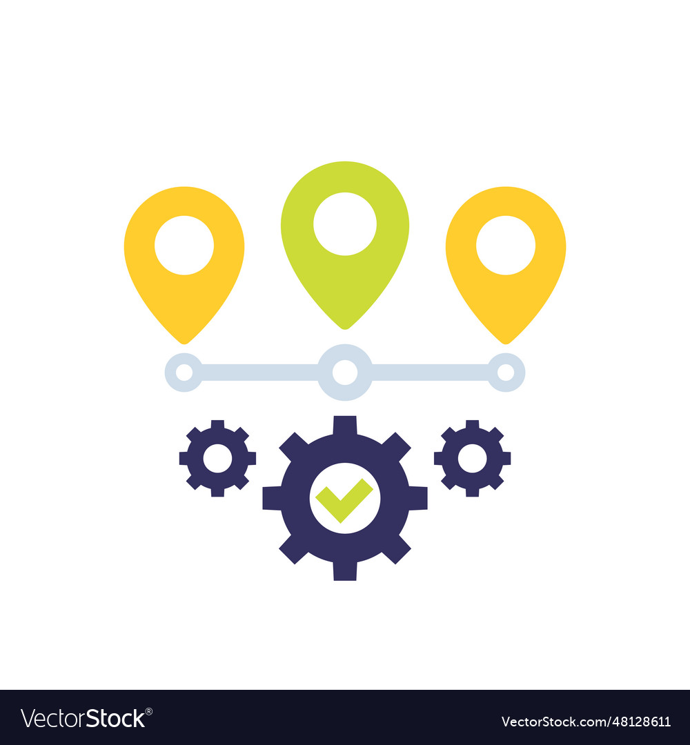Logistics optimization icon flat Royalty Free Vector Image