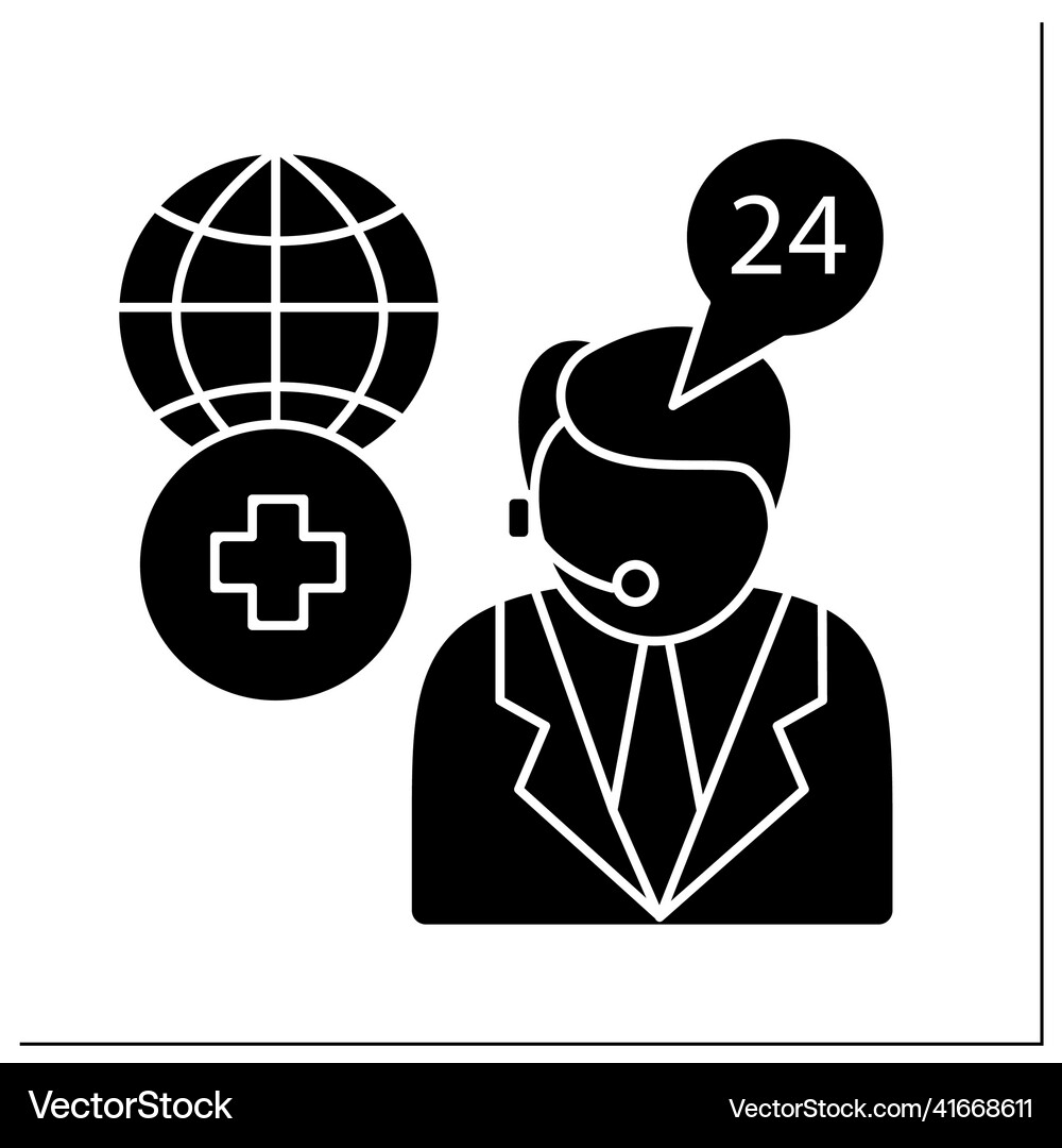 Medical assistance glyph icon Royalty Free Vector Image