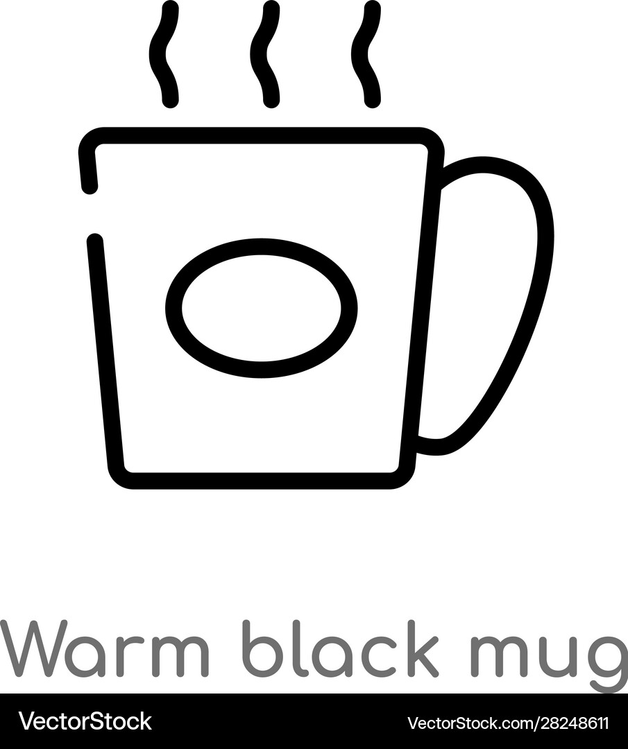 Outline warm black mug icon isolated black simple Vector Image