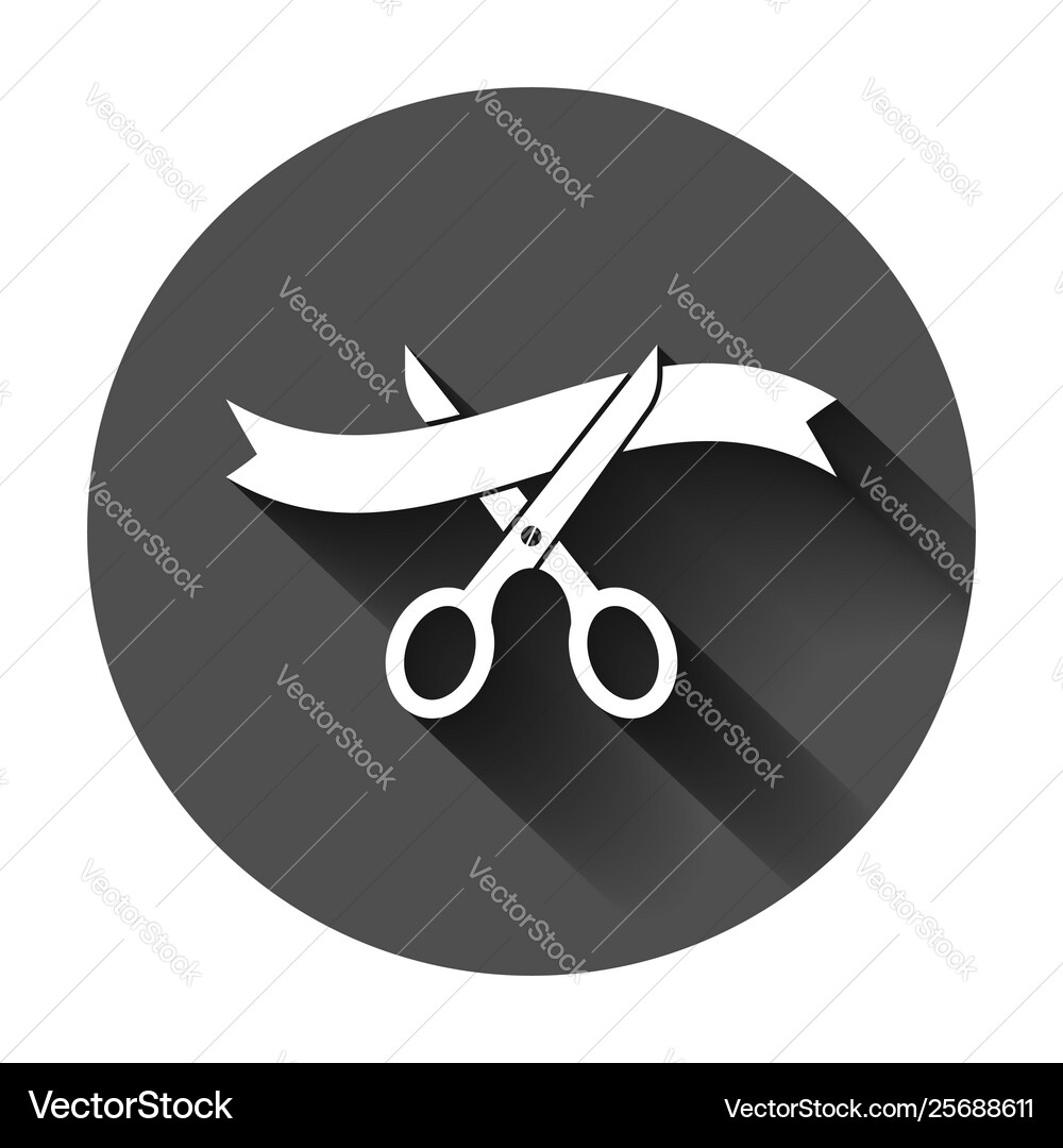Scissors icon in flat style cutting ribbon Vector Image
