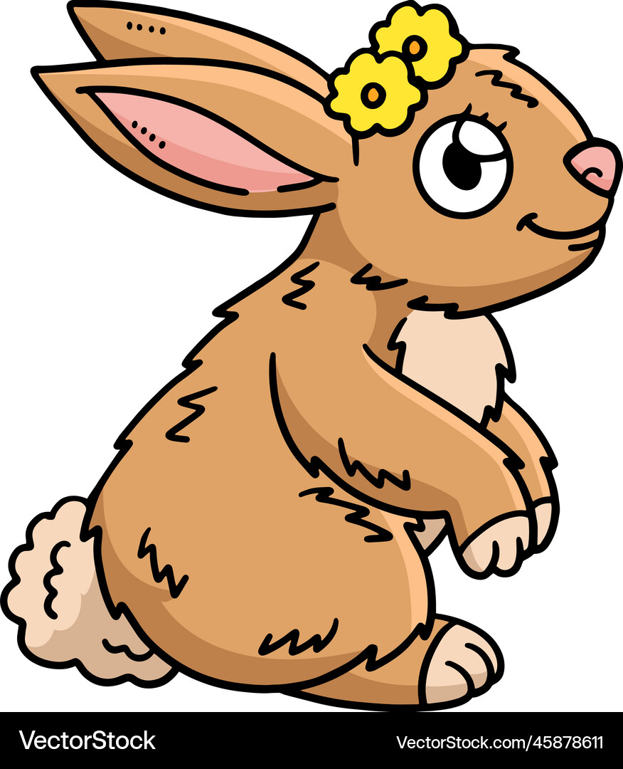 Spring rabbit flower on head cartoon clipart Vector Image