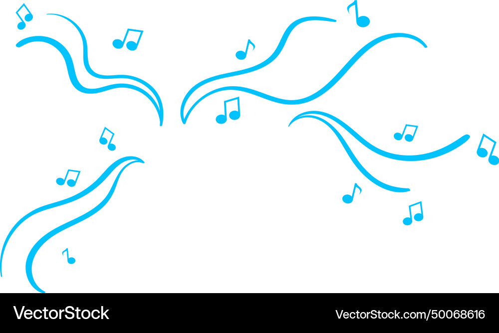 Blue musical notes flowing in the air rhythm Vector Image
