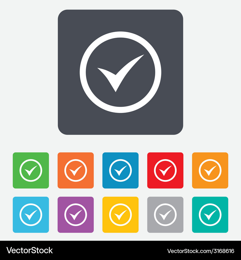 Check mark sign icon yes circle symbol Royalty Free Vector