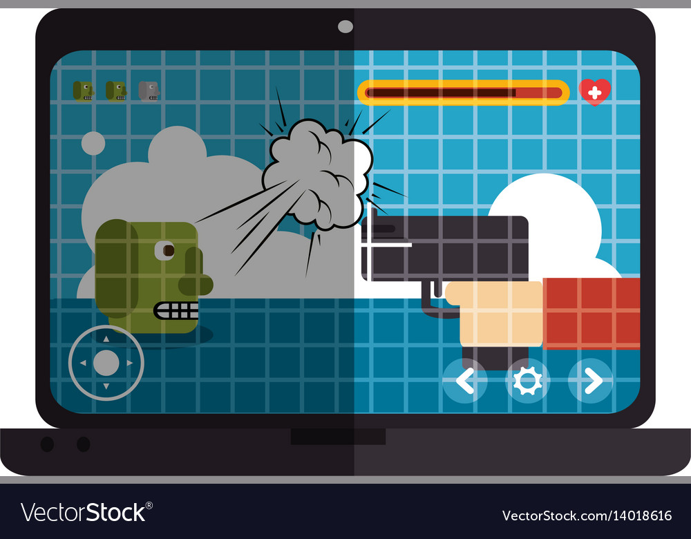 Computer laptop with video game Royalty Free Vector Image