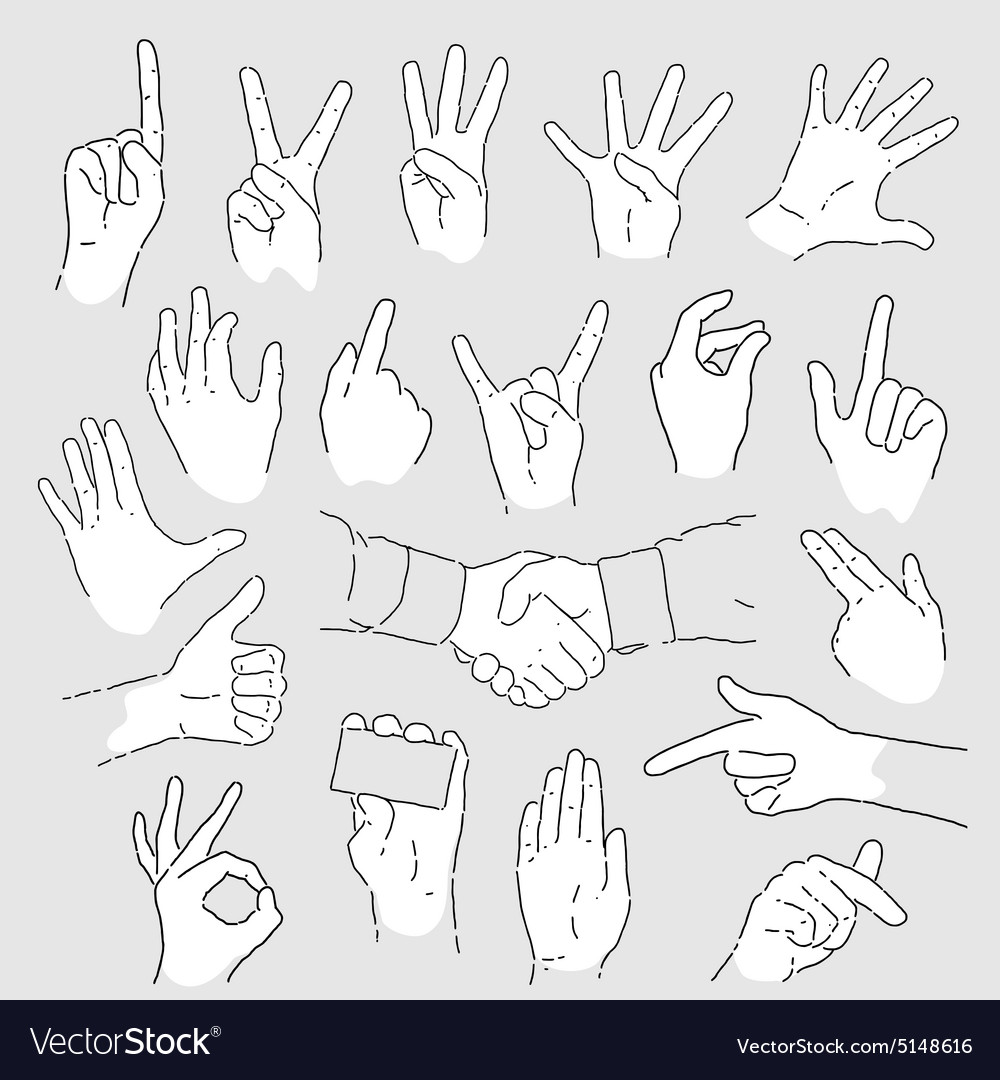 Diverse Hand Gestures Collection Royalty Free Vector Image