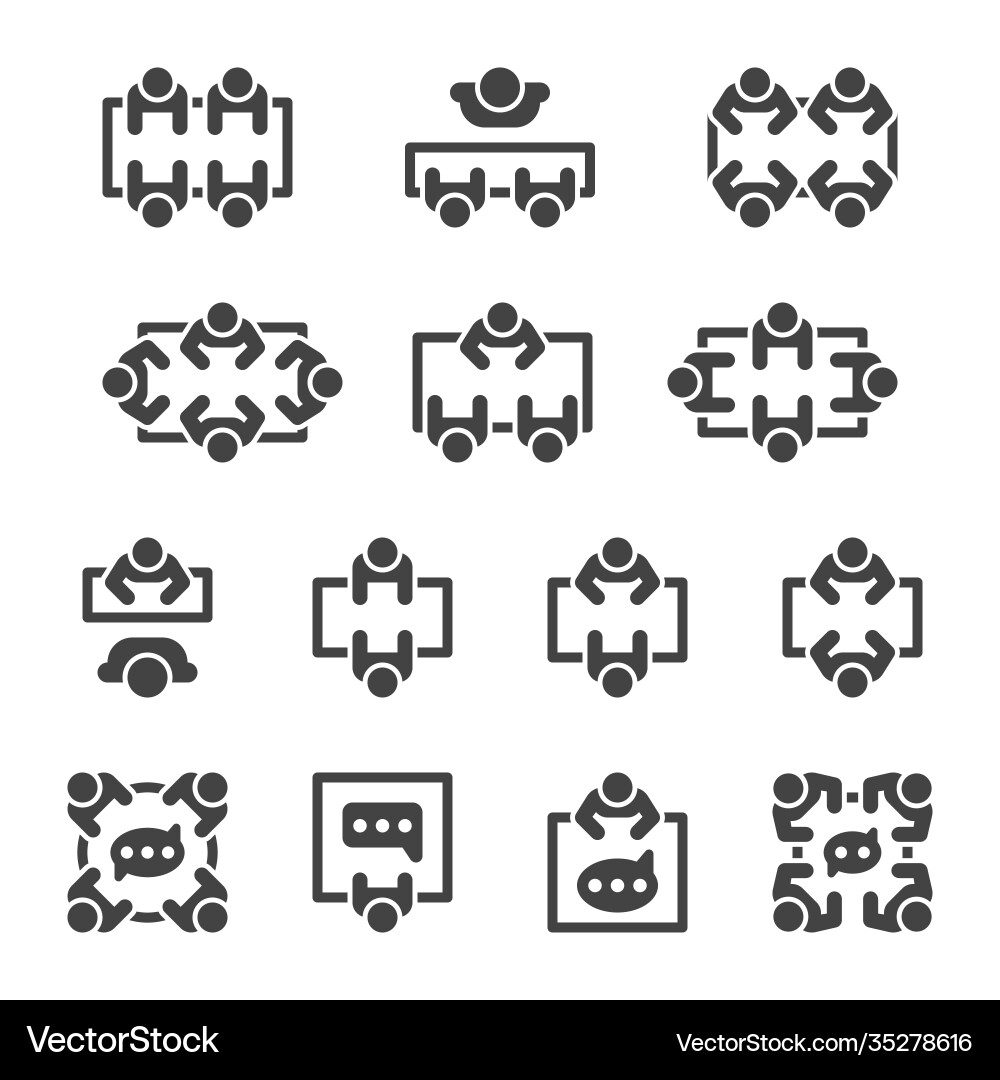Meeting and participate icon set Royalty Free Vector Image