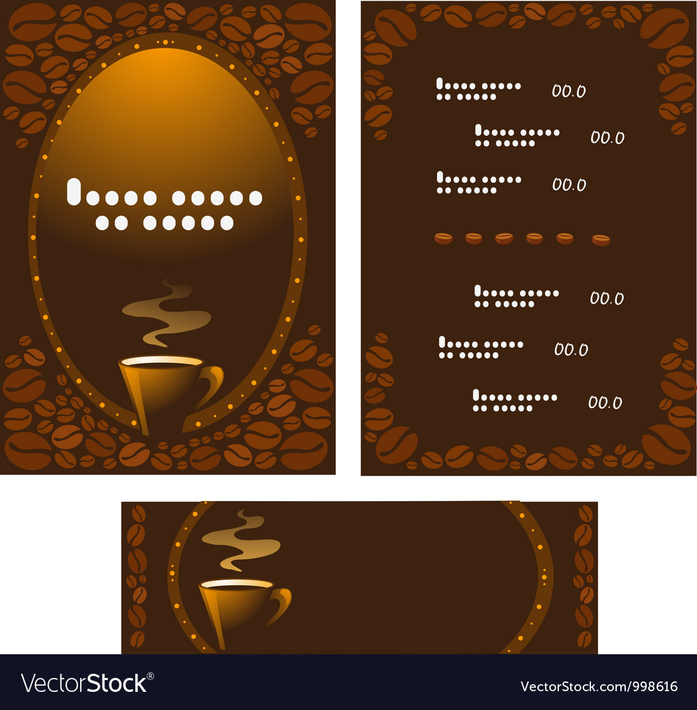 Menu for cafe Royalty Free Vector Image - VectorStock