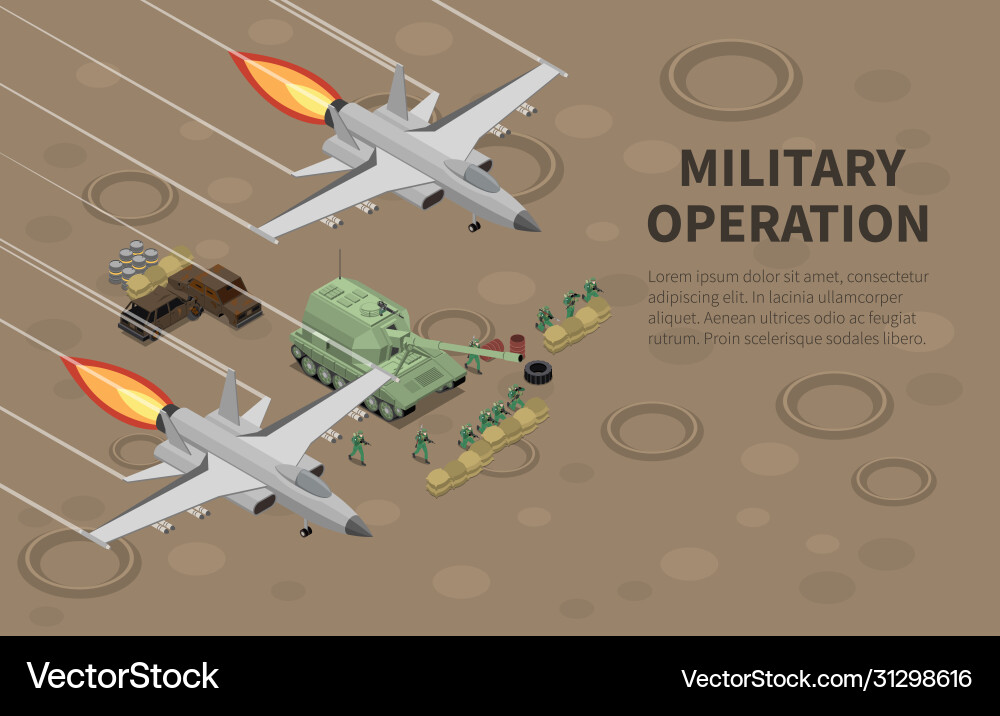 Military operation isometric composition Vector Image