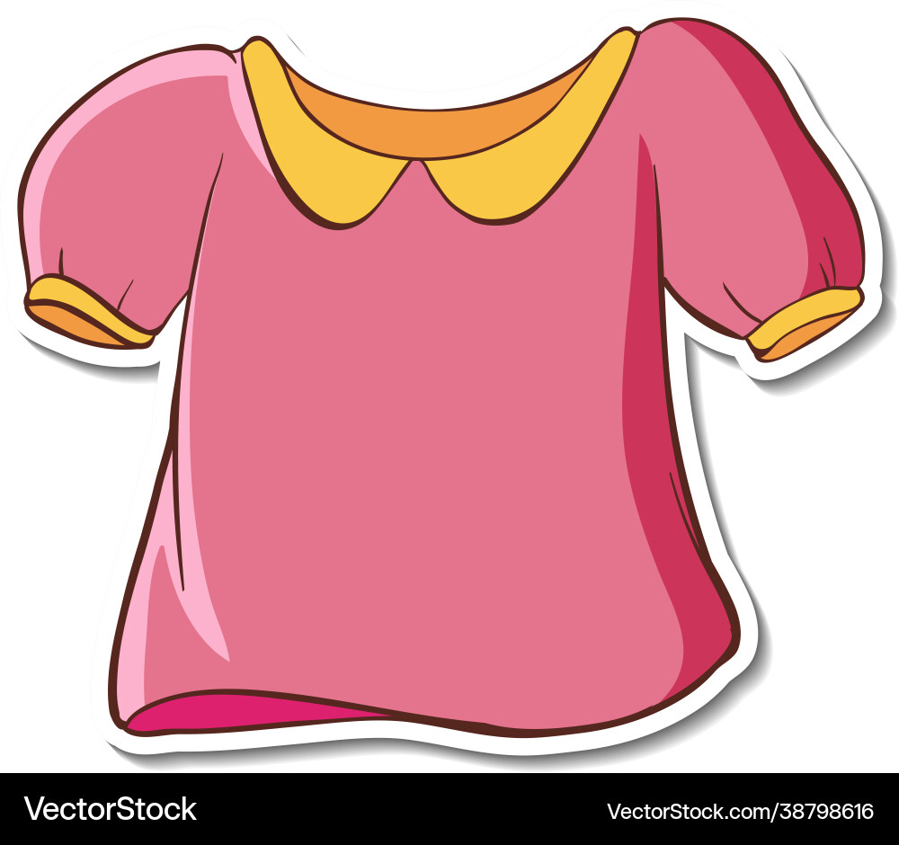 Sticker design with pink shirt isolated Royalty Free Vector