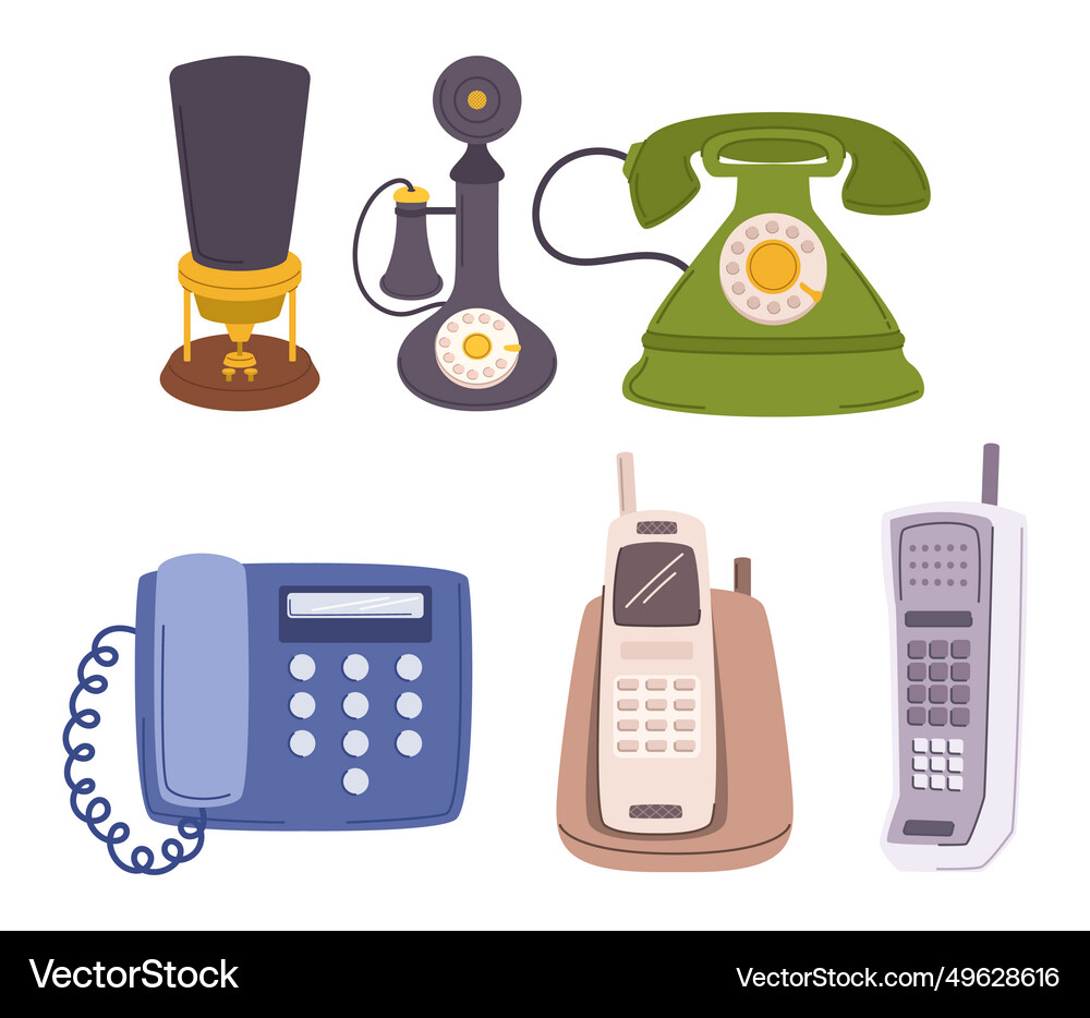 Vintage telephone collection an array of rotary Vector Image
