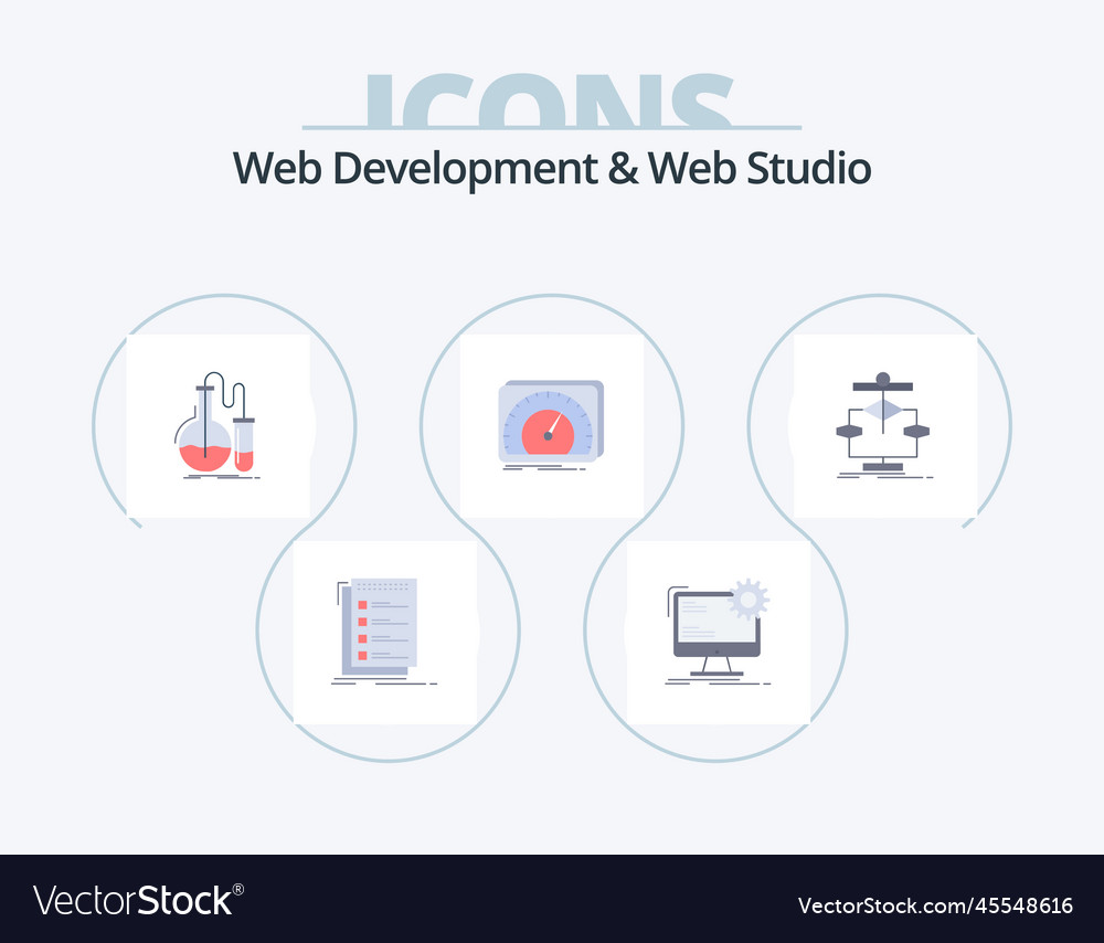 Web development and studio flat icon pack 5 Vector Image