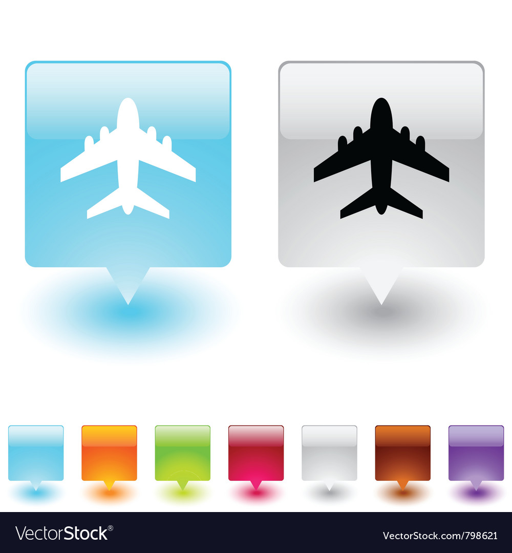 Aircraft square button Royalty Free Vector Image