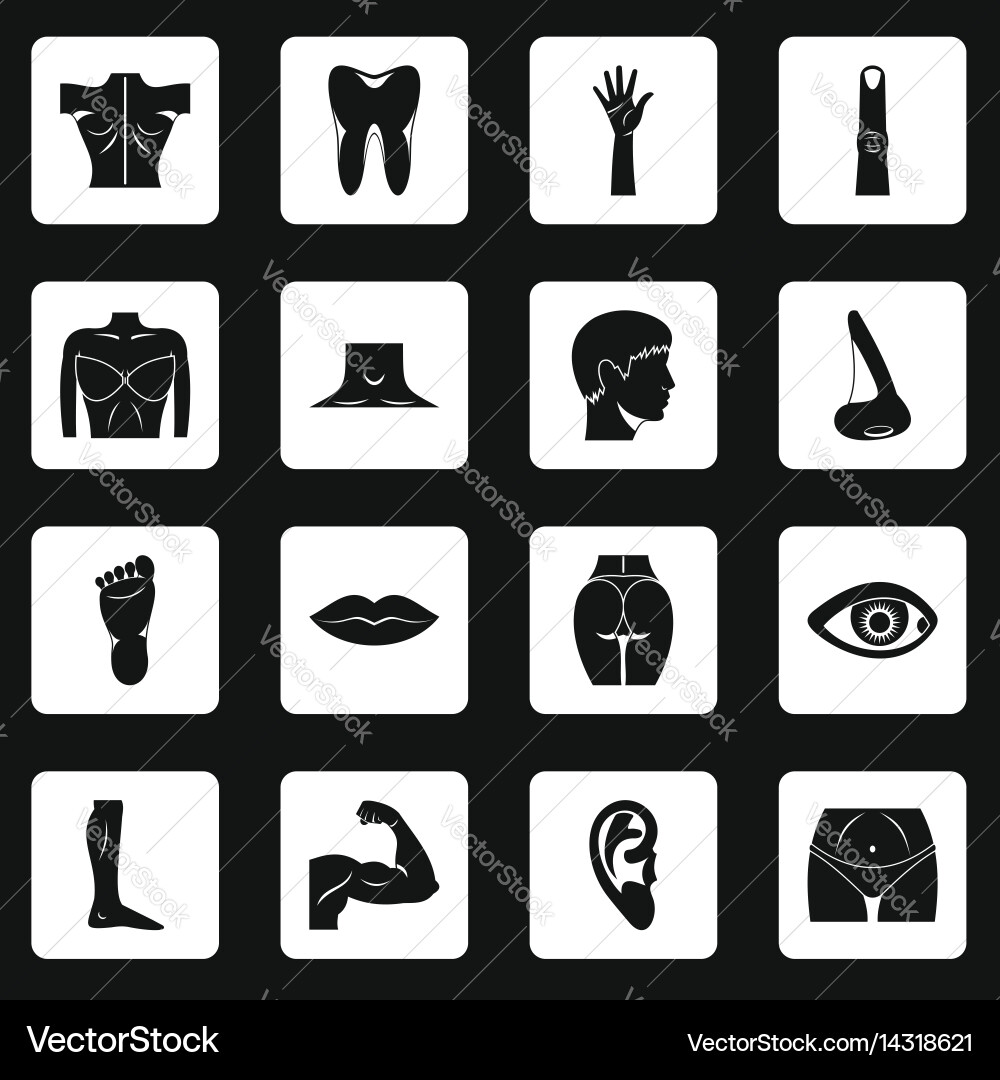Body parts icons set squares Royalty Free Vector Image