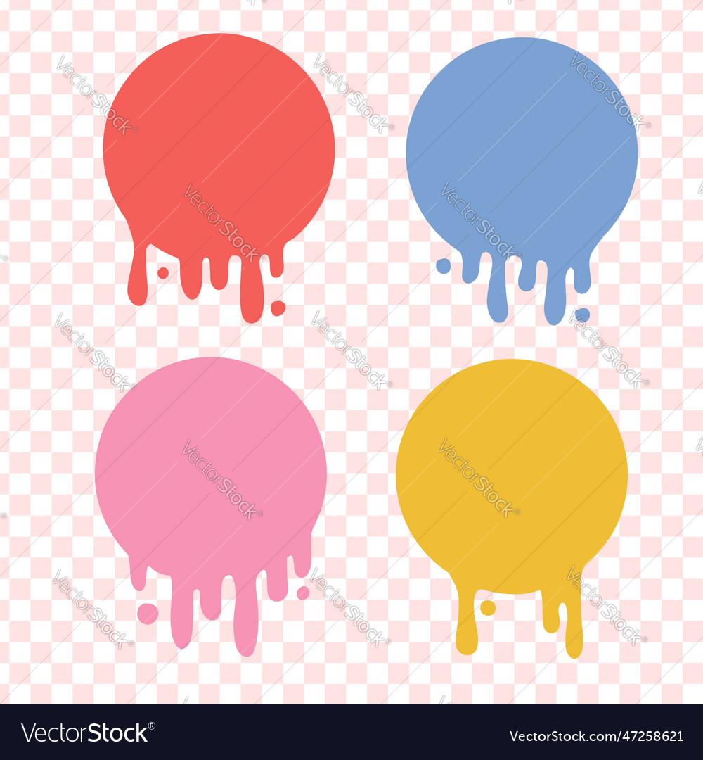 Dripping round paint set current liquid Royalty Free Vector