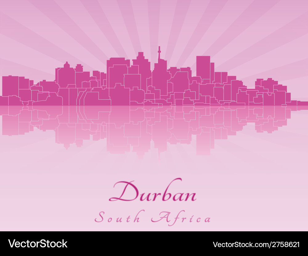 Durban skyline in radiant orchid Royalty Free Vector Image