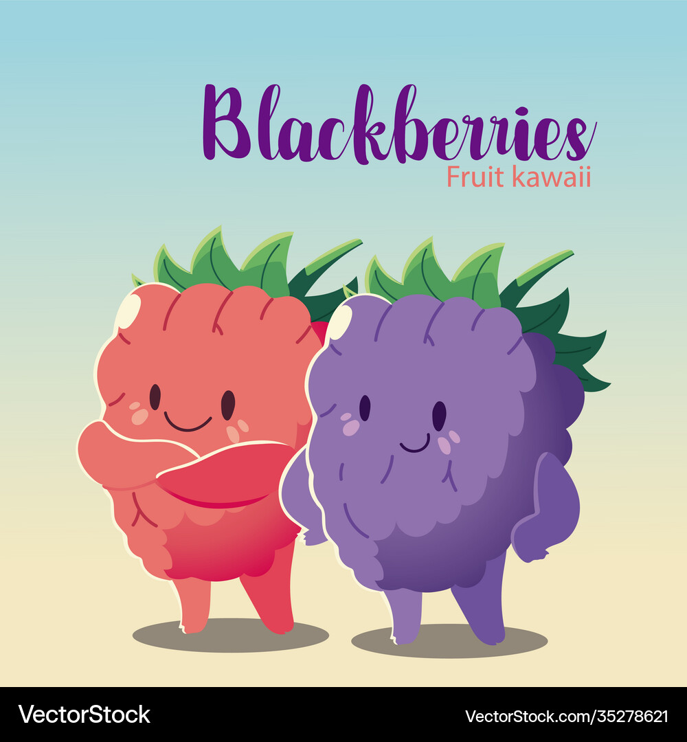 Fruits kawaii funny face happiness cute Royalty Free Vector