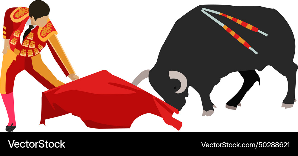 Matador and bull fighting icon isolated Royalty Free Vector
