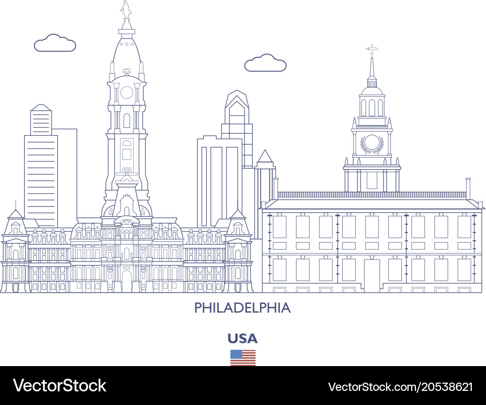 Philadelphia city skyline Royalty Free Vector Image